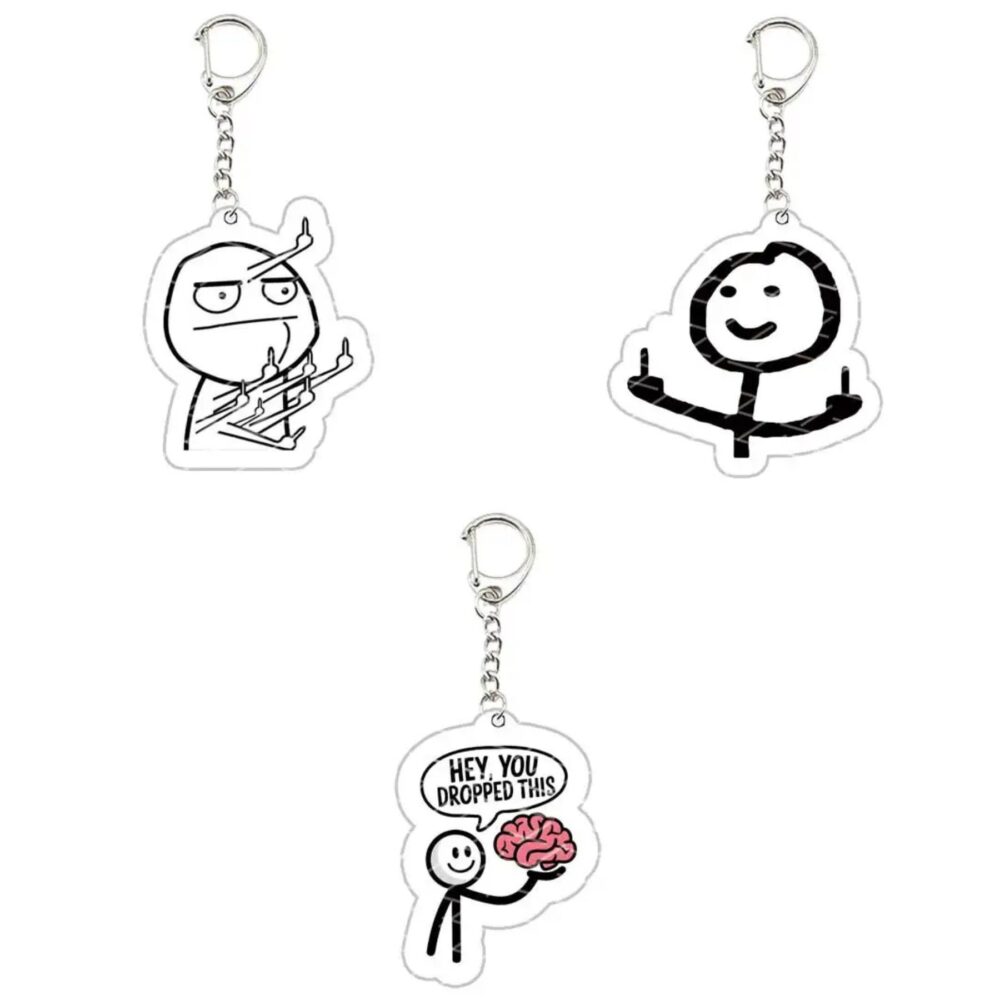 Porte-clés humoristiques Stickman – Cerveau, Doigts d’honneur & Meme ...